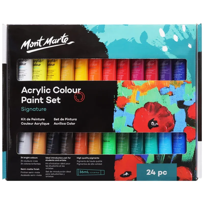 Mont Marte Acrylic Colour Paint Set Signature 24pc x 36ml